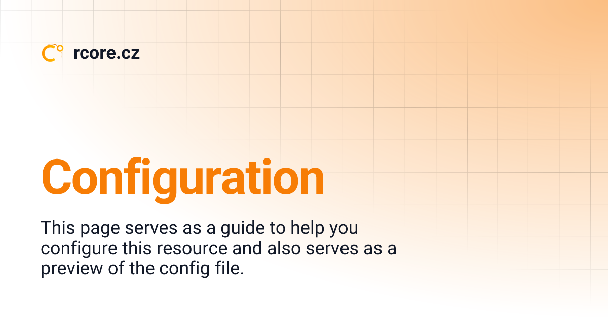 Configuration | rcore.cz